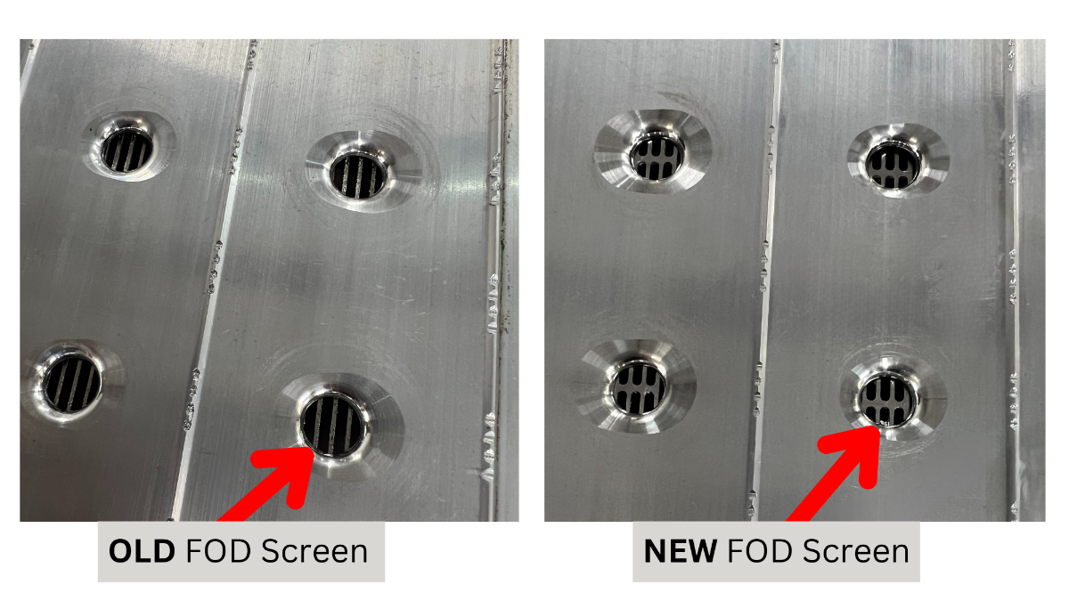 Improved FOD Screen Protection - Safespill